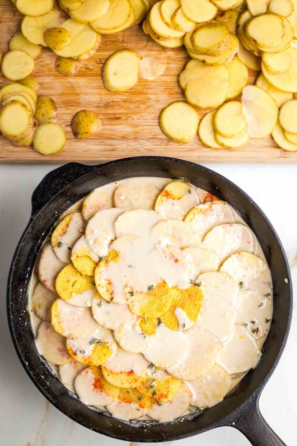 Dairy-free Skillet Scalloped Potatoes (gluten-free) - Debra Klein